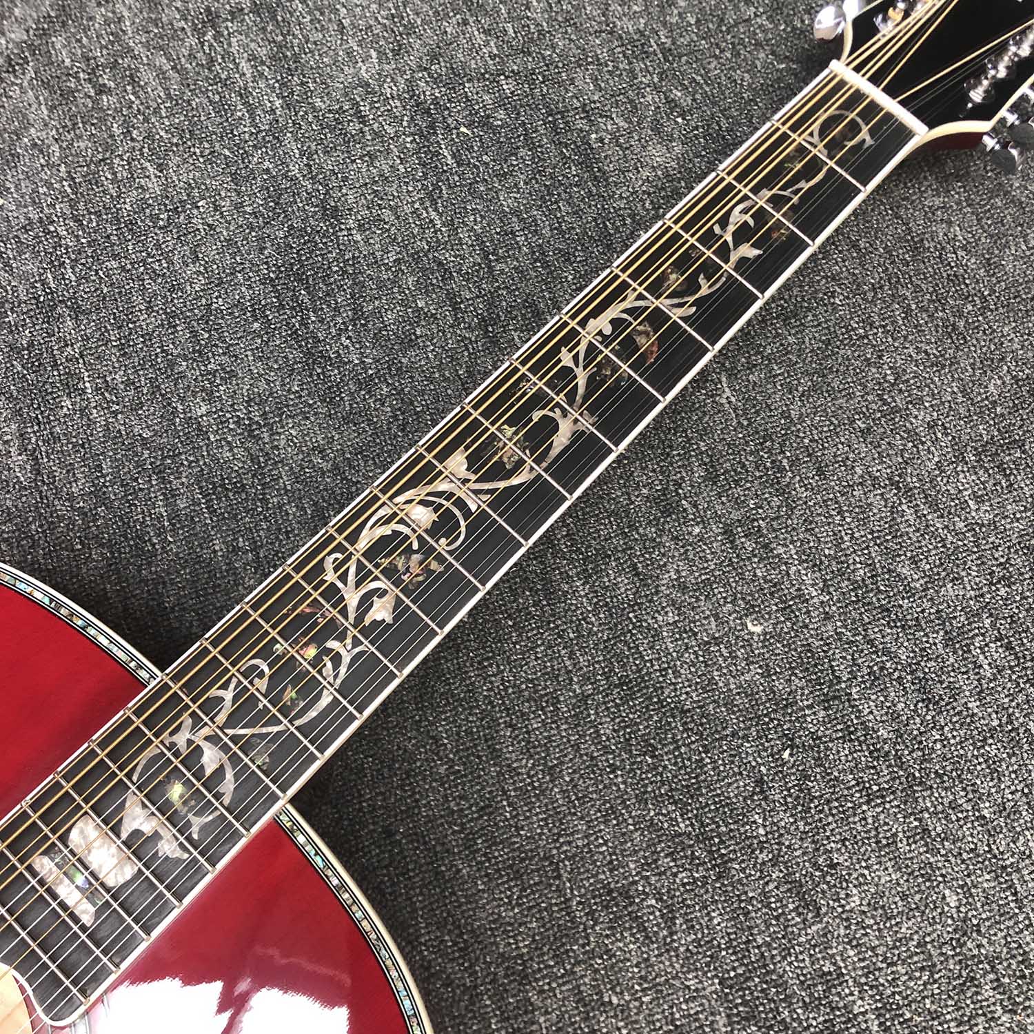 Custom flamed maple back side jumbo acoustic guitar life tree inlay 43 ...