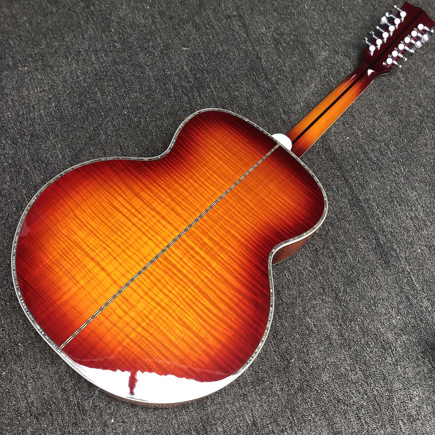 Custom flamed maple back side jumbo acoustic guitar life tree inlay 43 ...