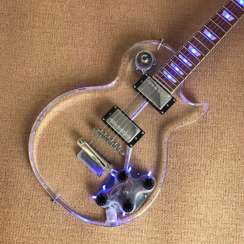 Custom High-Quality Acrylic Transparent Electric Guitar with LED Light