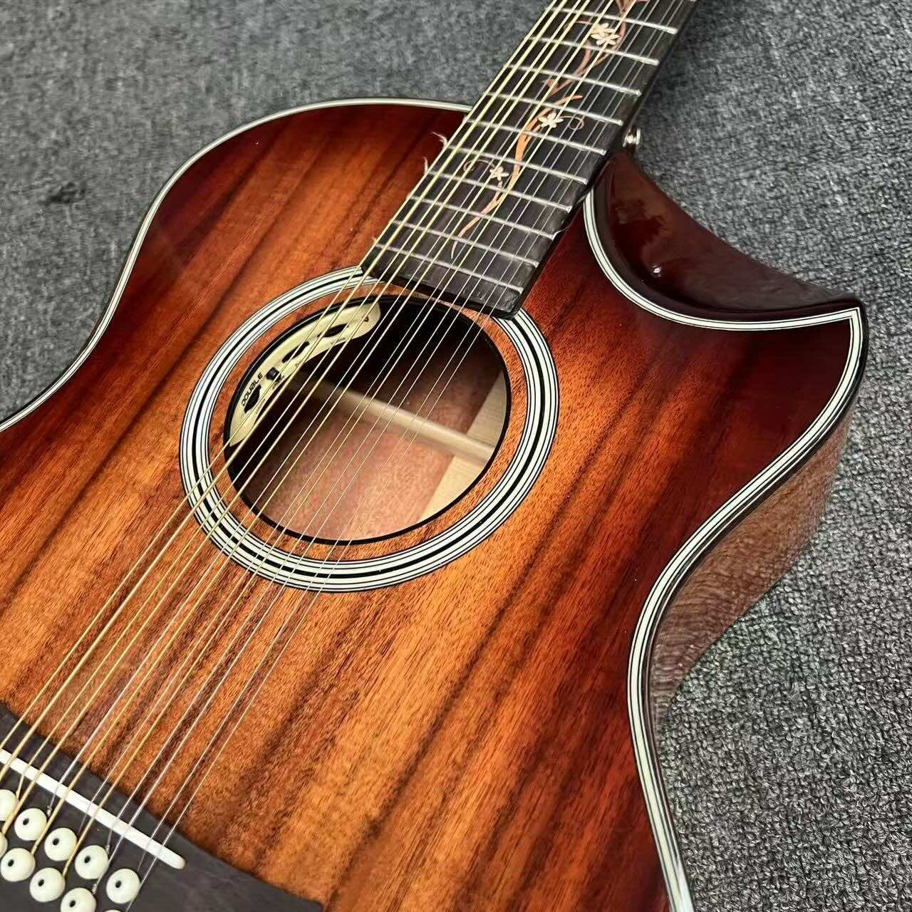 Custom 12 Strings KOA Wood Taylor Style Cutaway Acoustic Guitar ...